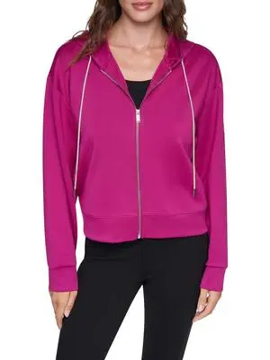 Dkny Chain Cord Front Zip Hoodie - Raspberry