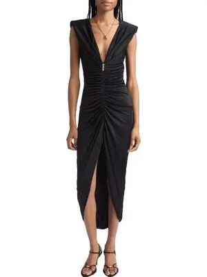 Versace Versace Draped Liquid Jersey Gown Black