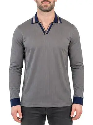 MACEOO Unknown Long Sleeve Cotton Polo - Brown