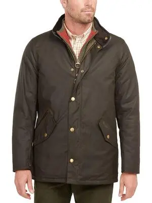 Barbour Prestbury Waxed Cotton Rain Coat - Olive