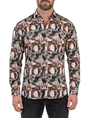 MACEOO Fibonacci Contemporary Fit Button-up Shirt - Brown
