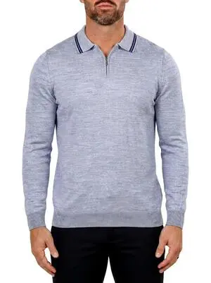 MACEOO Quarter Zip Merino Wool Sweater - Grey