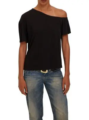 PROJECT SOCIAL T Project Social T Venice One-Shoulder T-Shirt Black