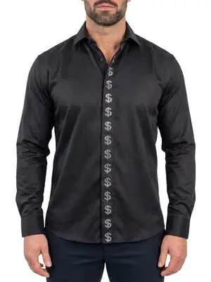 MACEOO Stone Dollar Button-up Shirt - Black