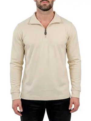 MACEOO Maceoo Cotton Quarter Zip Pullover Sweater Beige
