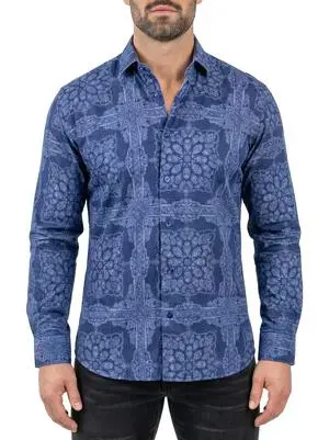 MACEOO Fibonacci Contemporary Fit Button-up Shirt - Blue