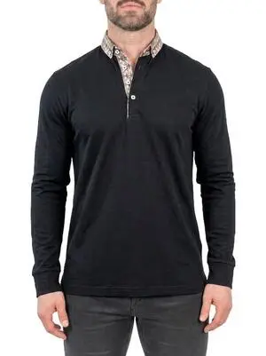 MACEOO Newton Long Sleeve Polo Black