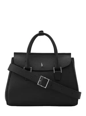 BEHNO Coco Medium Pebbled Leather Satchel - Black