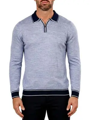 MACEOO Quarter Zip Merino Wool Sweater - Grey
