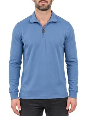 MACEOO Maceoo Mercerized Cotton Quarter Zip Sweater Blue