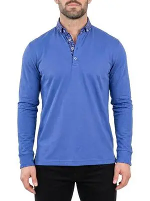 MACEOO Newton Long Sleeve Polo Blue