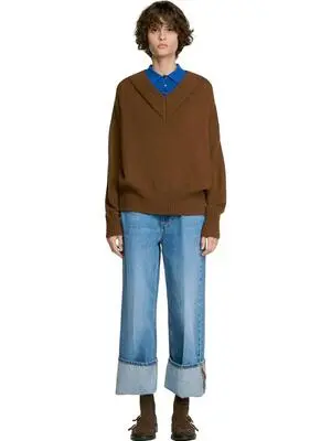 Sandro 2-in-1 Wool And Cashmere Sweater - Camel