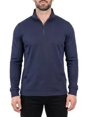 MACEOO Maceoo Mercerized Cotton Quarter-Zip Pullover Blue