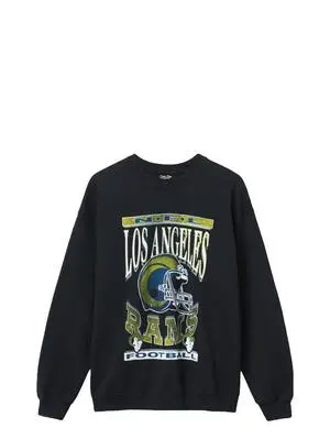 Junk Food Los Angeles Rams Cotton Blend Crewneck Sweatshirt - Black