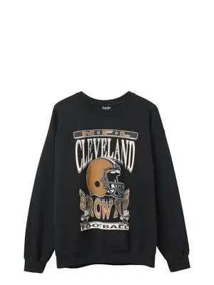 Junk Food Cleveland Browns Helmet Crewneck Sweatshirt - Black