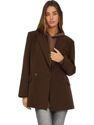 BELLE & BLOOM Double-breasted Blazer - Dark Brown
