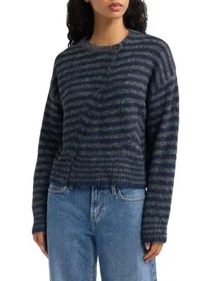 BDG URBAN OUTFITTERS Asymmetrical Stripe Cardigan - Grey