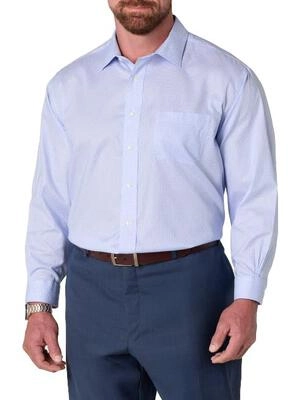 Brooks Brothers Big & Tall Non-iron Geometric Patterned Dress Shirt - Blue