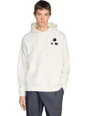 Sandro Oversized Floral Print Fleece Sweatshirt - Ecru