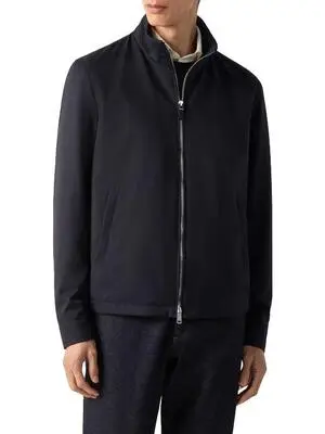 Zegna ZEGNA Water Repellent Microfiber Twill Jacket Navy Blue