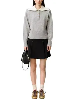 Claudie Pierlot Relaxed Wool Half-zip Jumper - Grey