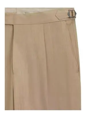 BOSS Tapered-fit Virgin Wool Serge Trousers With Buckle Detail - Neutrals