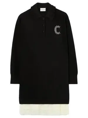 Claudie Pierlot Dual-material Jumper Dress With Satin And Lace Details - Black