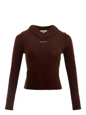 SHUSHU/TONG Raw-edge Sweetheart Wool Sweater - Brown