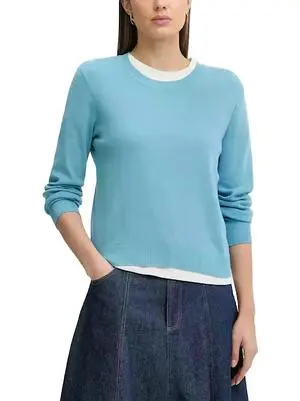BENETTON Crew Neck Long Sleeve Sweater - Blue