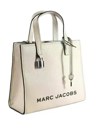 Marc Jacobs Logo Print Grained-leather Tote Bag - Neutrals