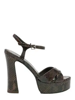 CHANTAL Snakeskin-effect Platform Sandals - Brown