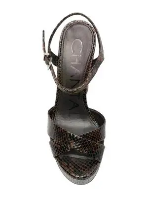 CHANTAL Snakeskin-effect Platform Sandals - Brown