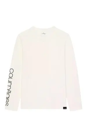 COURREGES Logo-print Long-sleeve T-shirt - Neutrals