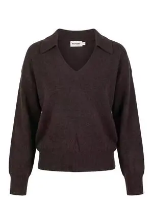 NOTSHY Not Shy Palmer Cashmere Polo-Collar Sweater Brown