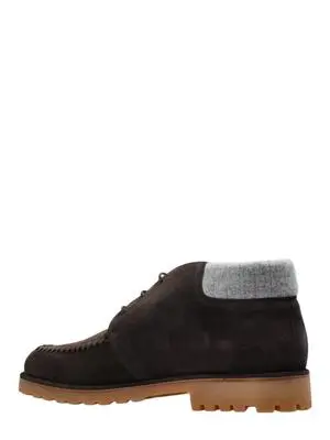 Eleventy Suede Lace-up Ankle Boots - Brown