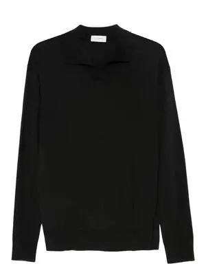 PAOLO PECORA Long-sleeve Polo Shirt - Black