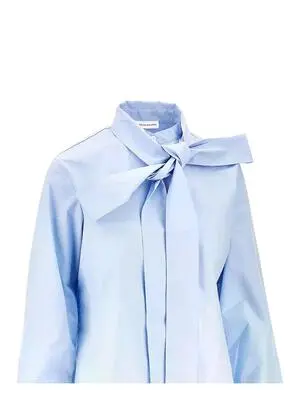 7 For All Mankind 7 For All Mankind Blue Cotton Tie-Neck Shirt Blue