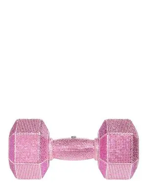 Judith Leiber Embellished Dumbbell Clutch - Silver Rose Multi