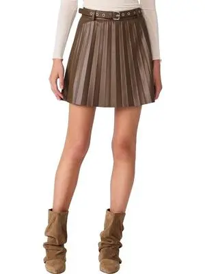 Steve Madden Isha Pleated Faux Leather Mini Skirt - Coco