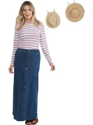 24/7 Striped V-neck Long Sleeve Tee - Green