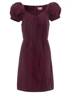 SHUSHU/TONG Midi Dress With Puff Sleeves And Ruffle Trim - Red
