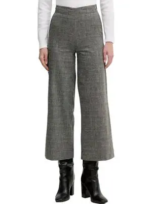 BENETTON Benetton Grey Plaid Wide Leg Cropped Trousers
