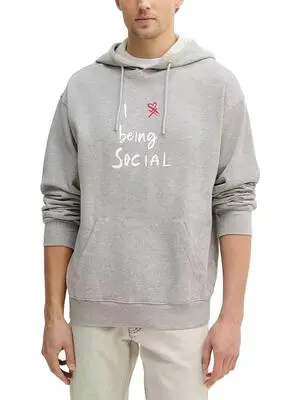 BENETTON Drawstring Hoodie With Lettering - Grey