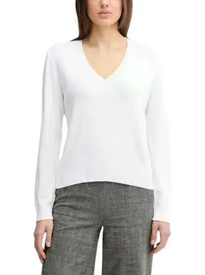 BENETTON V-neck Long Sleeve Sweater - White