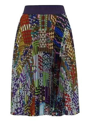 MAISON COMMON Pleated Geometric Print Skirt - Blue Multicolor