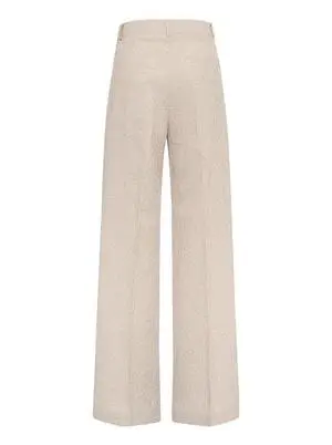 MAISON COMMON Wide Leg Vichy Trousers - Sand