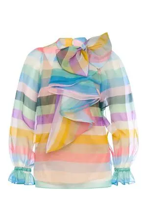 MAISON COMMON Maison Common Printed Organza Blouse With Bow And Flounce