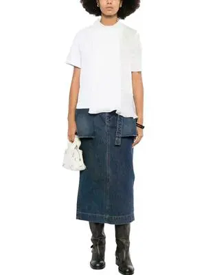Sacai Peplum-detail Denim Skirt - Blue