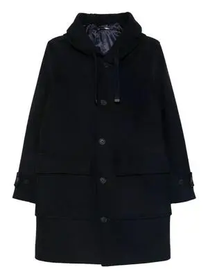 MANUEL RITZ Hooded Button-up Coat - Blue