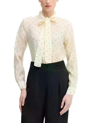 BENETTON Tie-neck Polka Dot Shirt - Neutrals